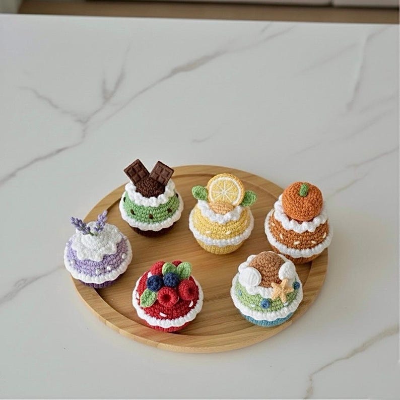 Crochet Cupcake Plush - Handmade Amigurumi Dessert Toy, Cute Crochet ...
