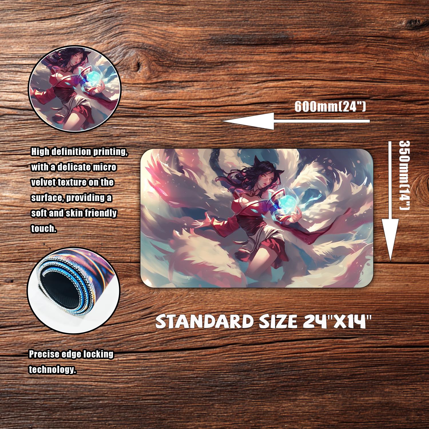 Riftbound Playmat: Nine-tails Ahri Custom TCG Playmat – 24"×14" (350× ...