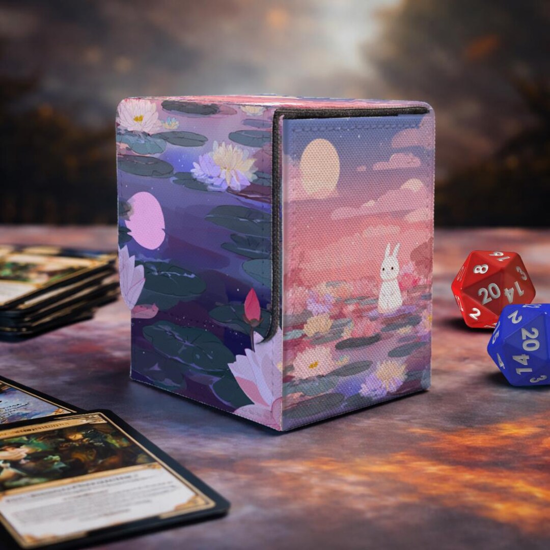 MTG Deck Box, Moonlit Waterlily Hare, Commander Storage for Magic the ...