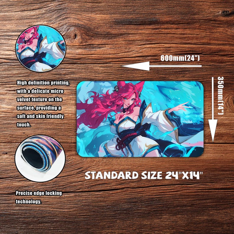 Riftbound Playmat: Azure Arcane Ahri – 24"x14" Custom TCG Mat for ...
