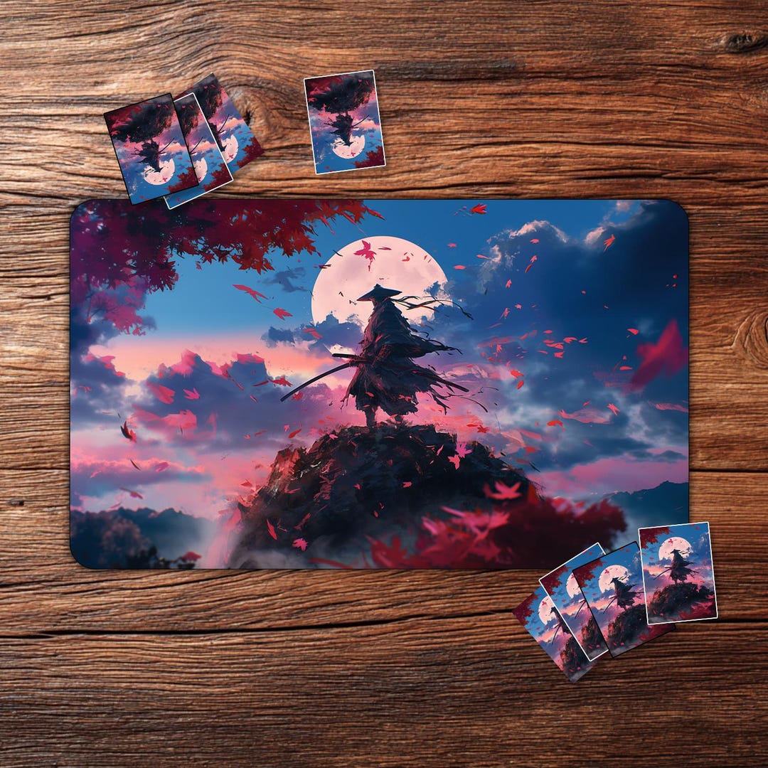 TCG Playmat: Samurai Under Full Moon – 24"x14" Custom TCG Mat for Card ...