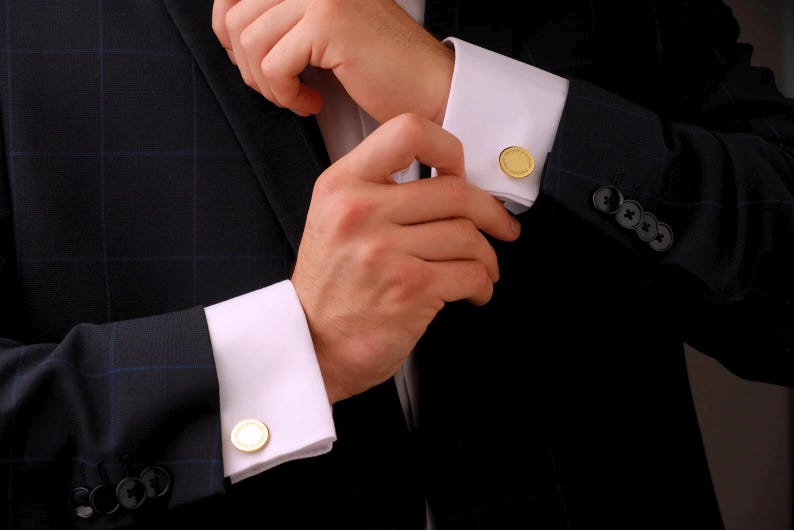 Elvish Script Cufflinks – Lord of the Rings Inspired Gold Round ...