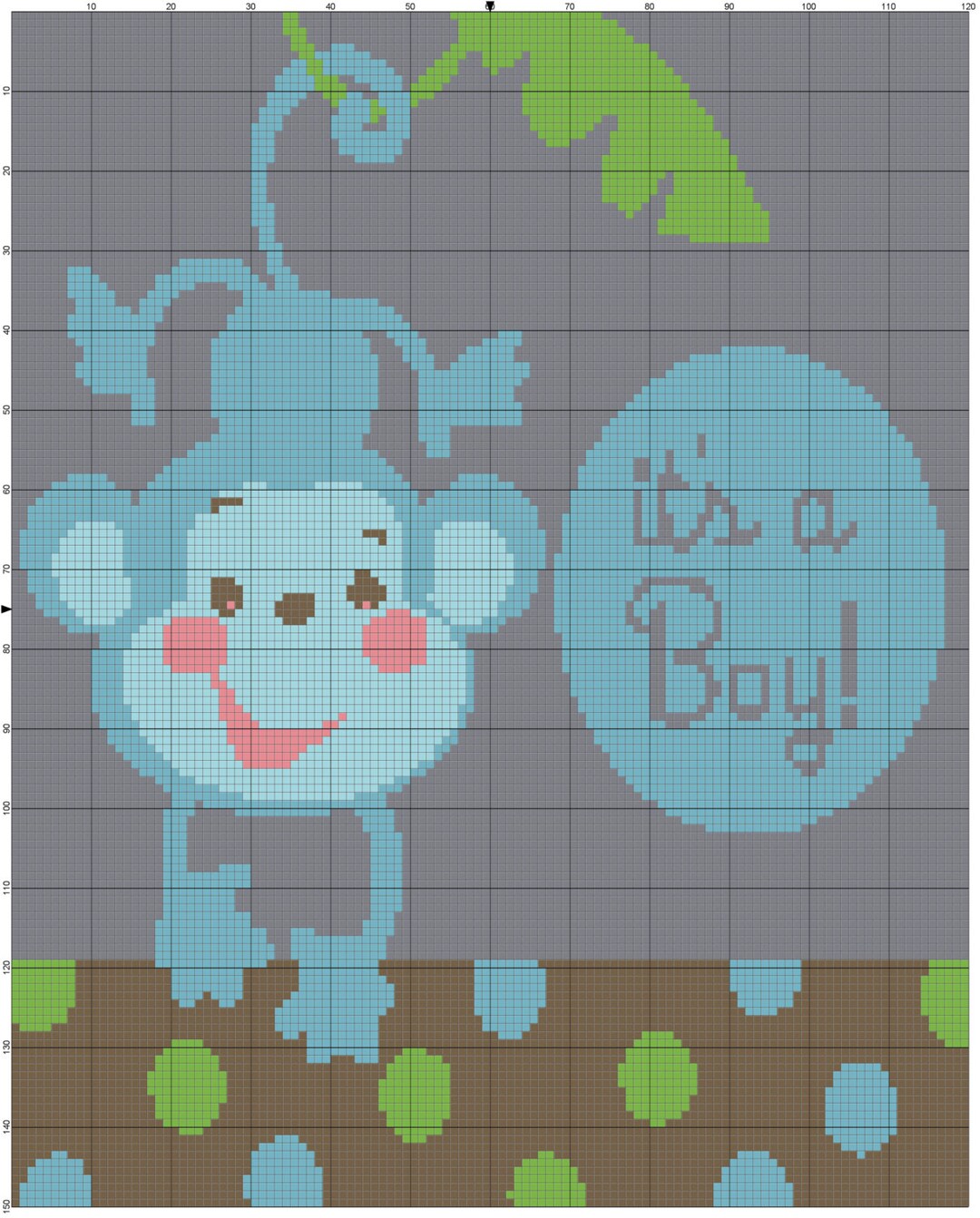 INSTANT DOWNLOAD It's a Boy! Monkey Afghan Crochet Pattern Graph - Etsy