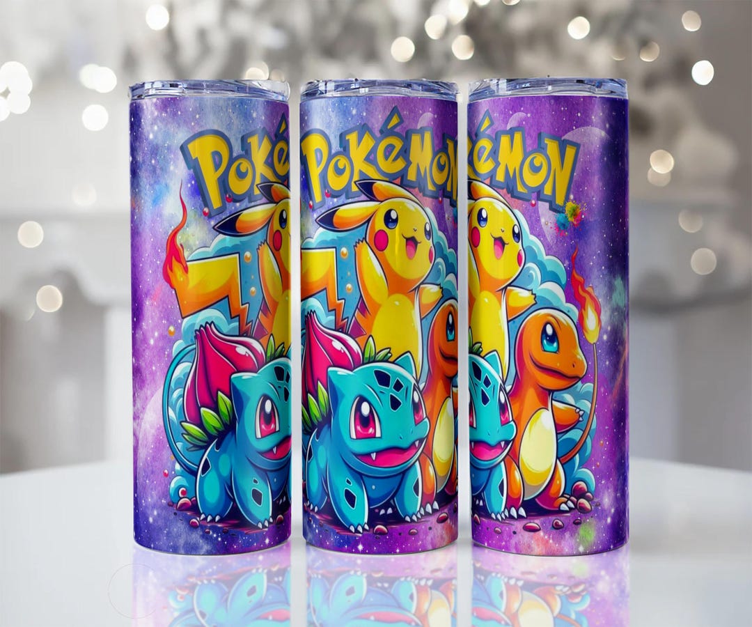 Pokemon , 20oz Skinny Tumbler Wrap Sublimation Design, Cartoon ...