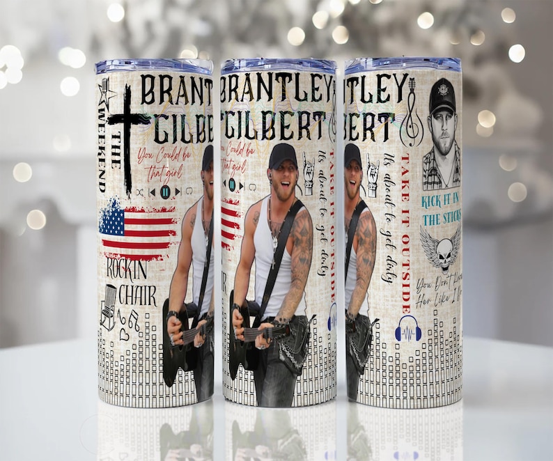 Brantley Gilbert Tumbler PNG: Country Music 20oz Sublimation Design ...