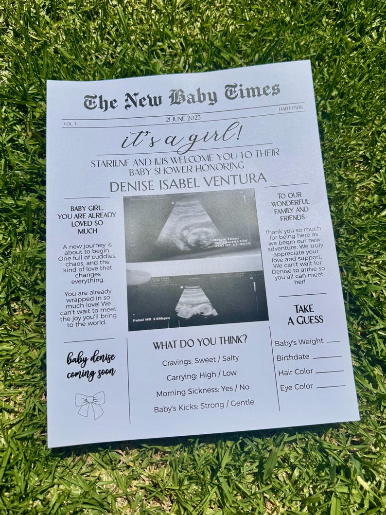 Editable Baby Shower Newspaper Scroll Template – Printable Custom ...