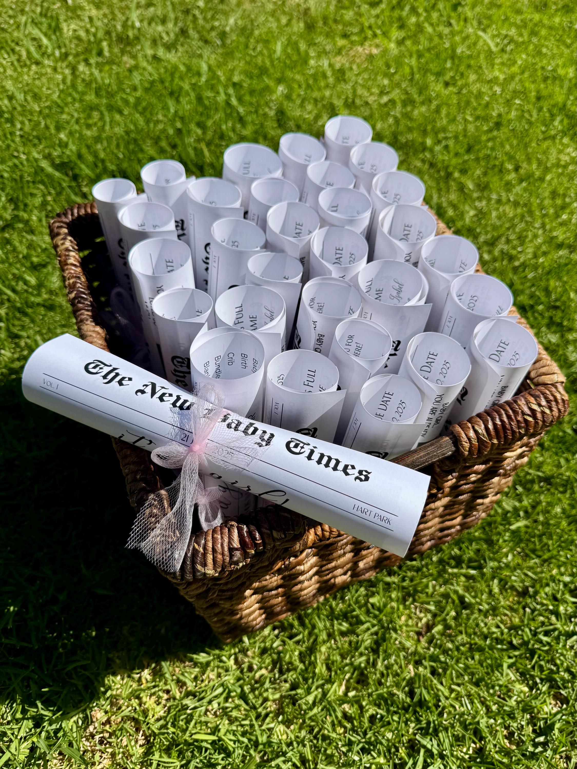 Editable Baby Shower Newspaper Scroll Template – Printable Custom ...