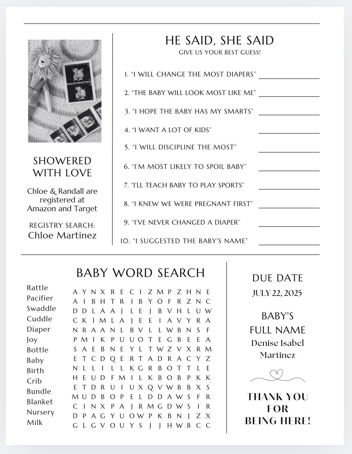 Editable Baby Shower Newspaper Scroll Template – Printable Custom ...