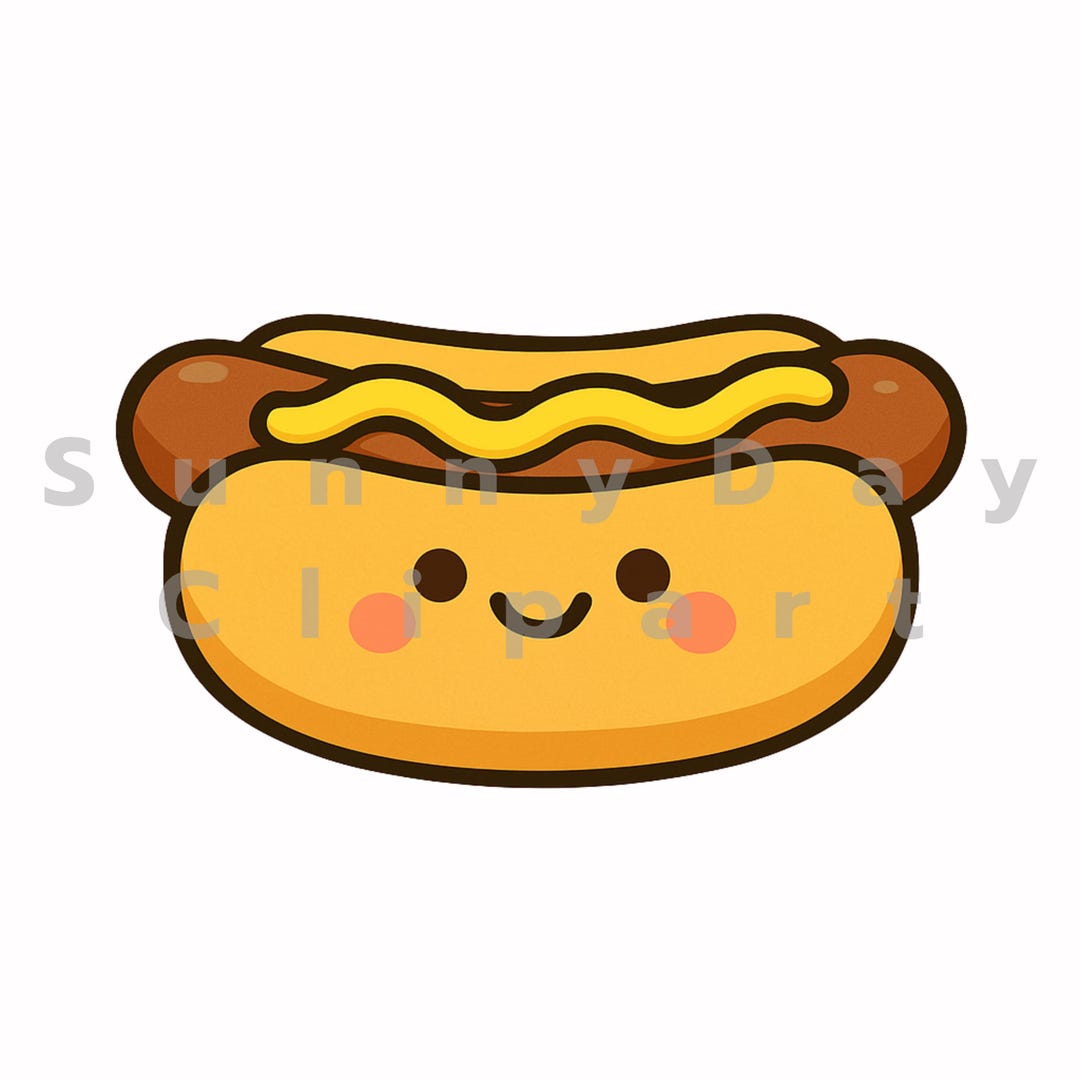 Cute Kawaii Hot Dog PNG JPG | Hotdog Clipart for Planner, Stickers ...