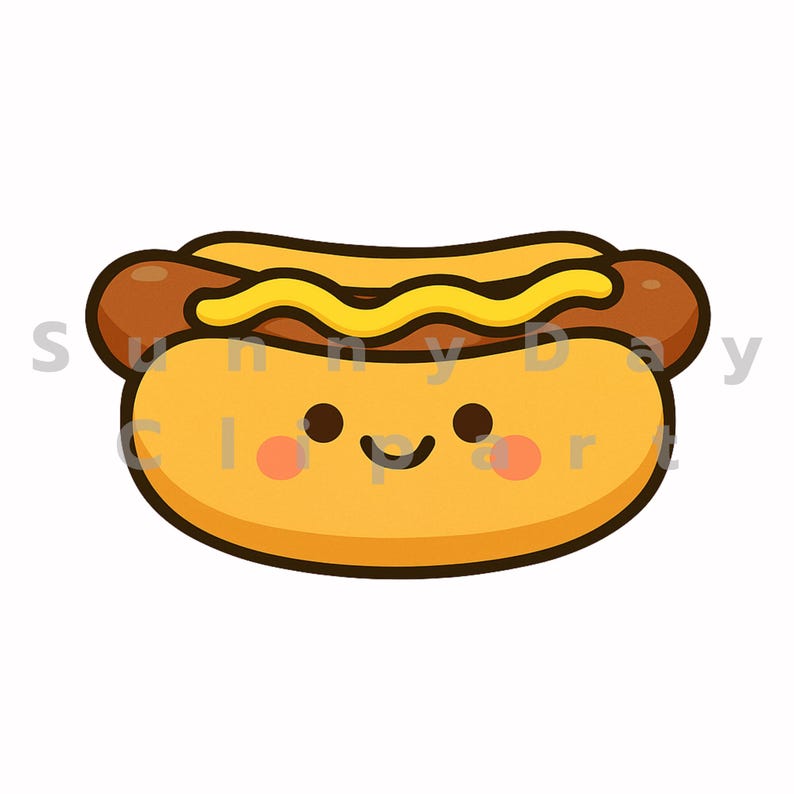 Cute Kawaii Hot Dog PNG JPG | Hotdog Clipart for Planner, Stickers ...