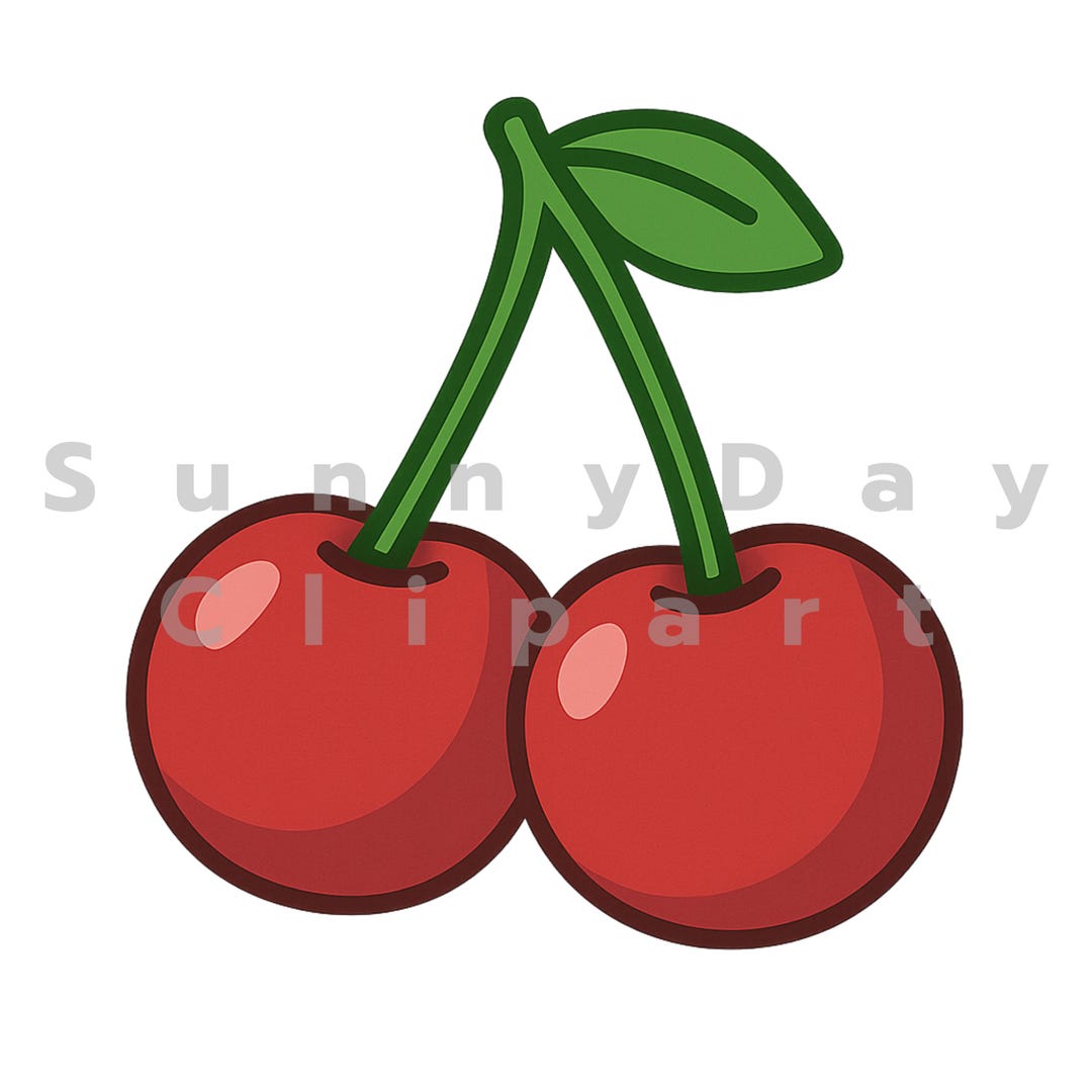 Kawaii Cherry Clipart | Cute Red Fruit PNG JPG | Sweet Summer Digital ...