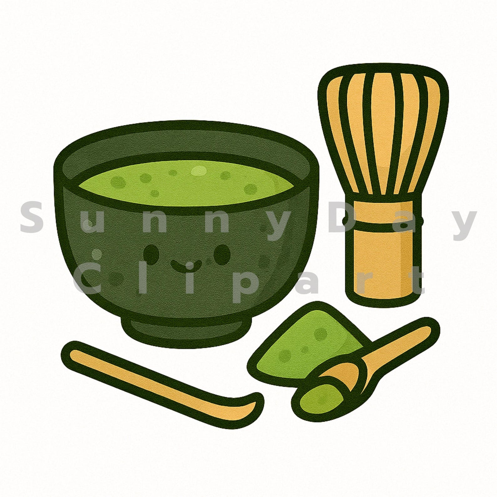 Kawaii Matcha Tea Clipart Set: Japanese Tea Ceremony (PNG JPG Digital ...