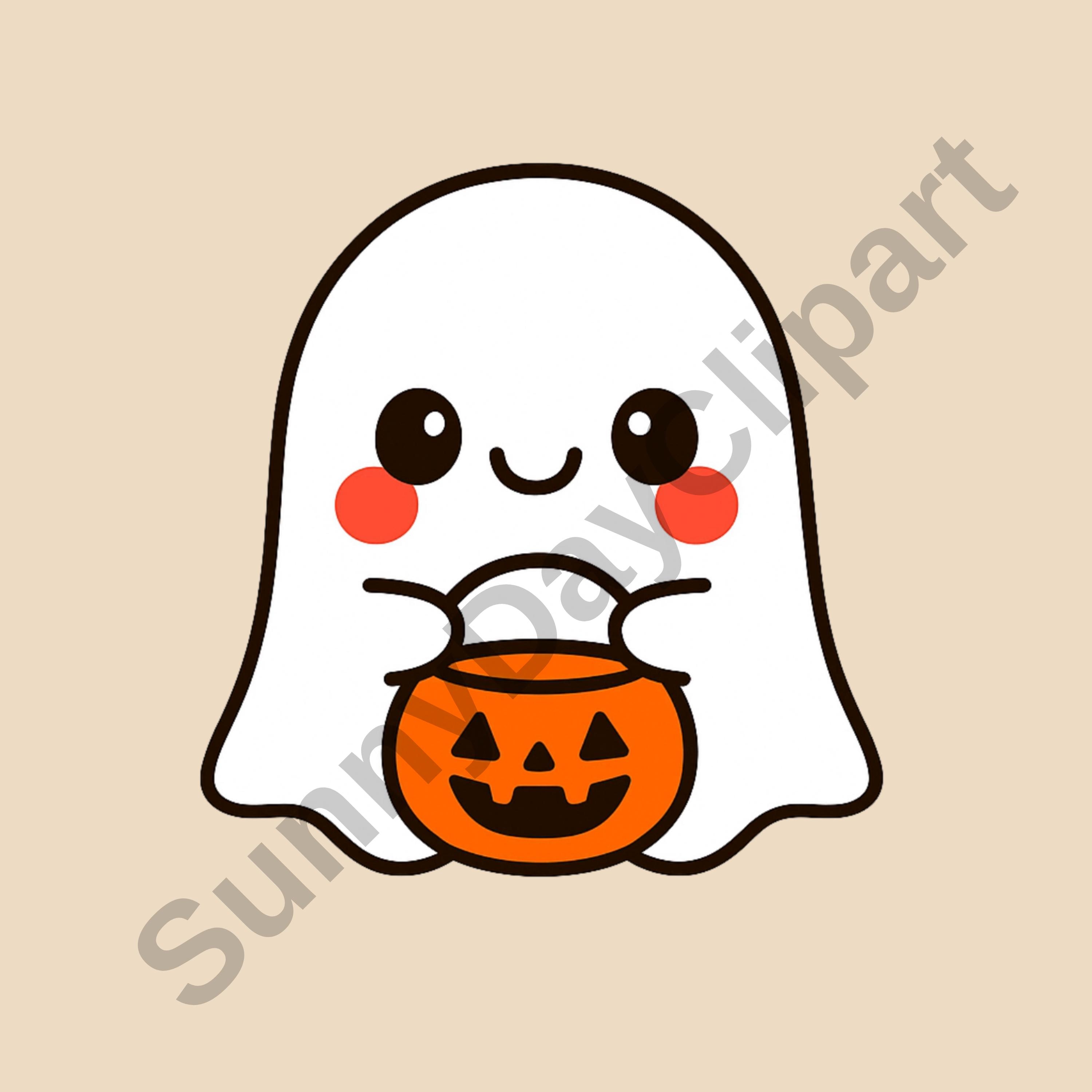 Kawaii Halloween Clipart Set: Pumpkin, Ghost, Mummy, Frankenstein (PNG ...