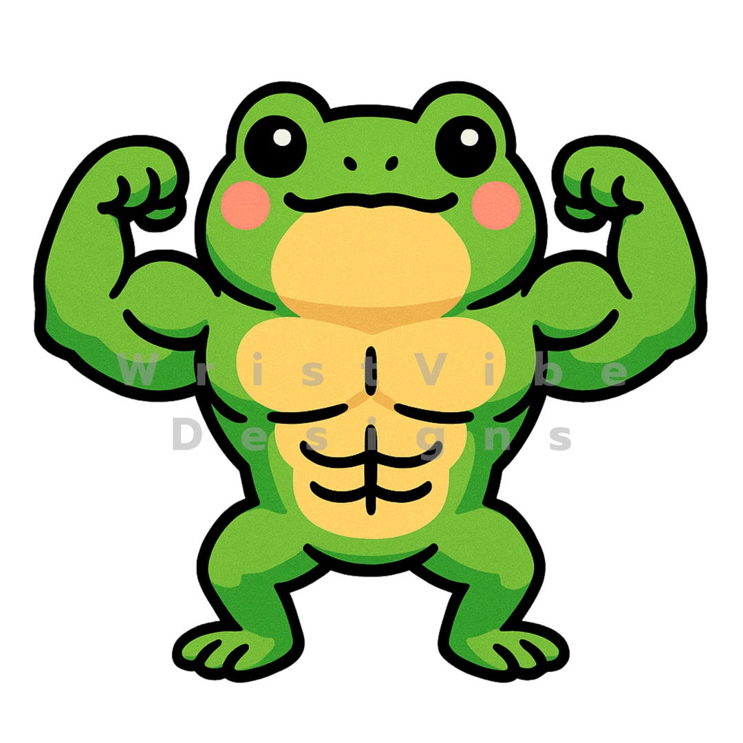 Buff Frog Clipart: Funny Muscle Frog PNG JPG (digital Download) - Etsy