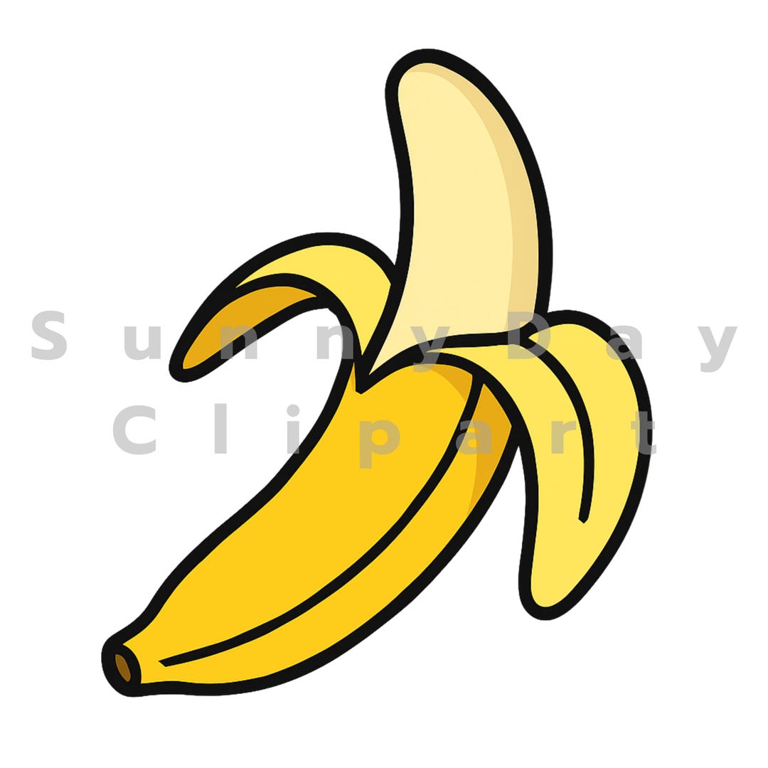Banana Clipart PNG JPG | Cute Fruit Sticker, 4096x4096 Digital Food ...