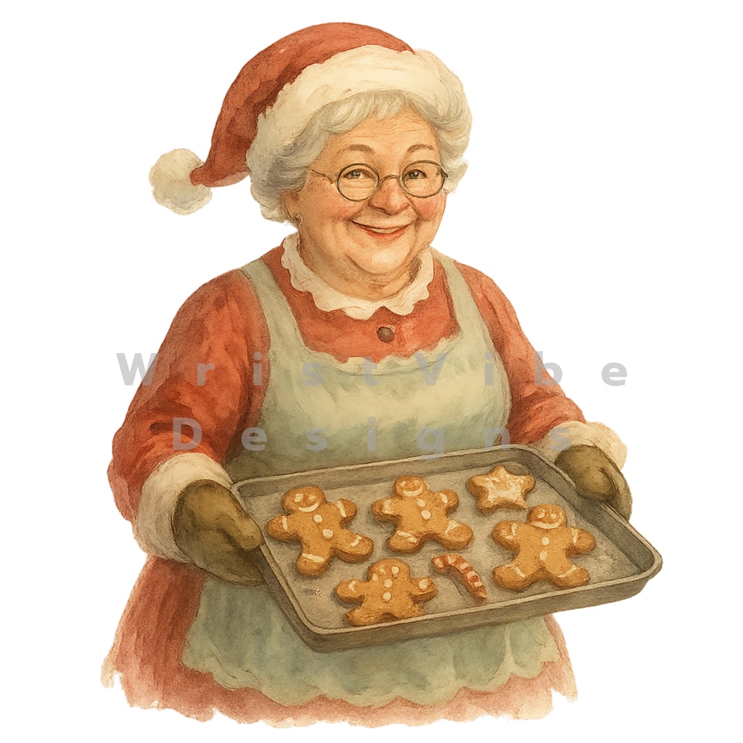 Mrs. Claus Christmas Cookie Clipart – Cozy Holiday Baking PNG JPG - Etsy