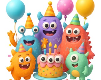 11 PNG Cute Monster PNG Clipart – Birthday Cake Digital Download for ...