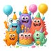 Monster Birthday Clipart | Cute Party Monsters PNG JPG (digital ...