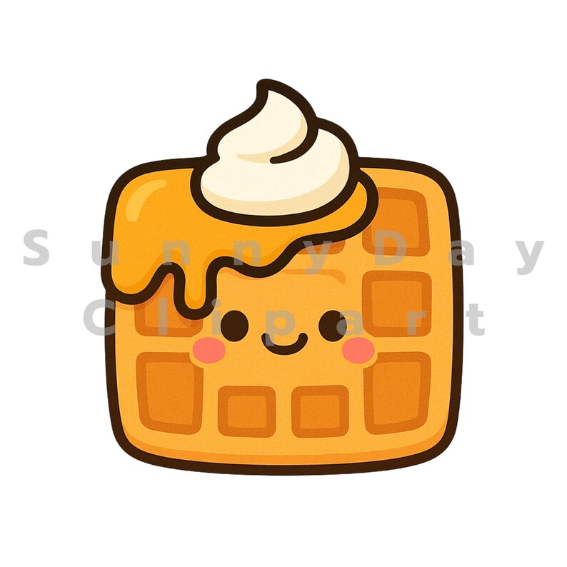 Kawaii Waffle Clipart PNG, Cute Breakfast Digital Sticker, Sweet Food ...