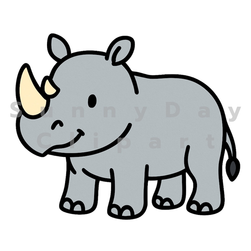 Cute Rhino Clipart - Etsy
