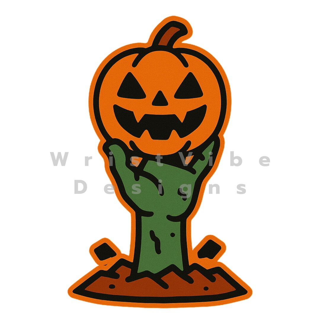 Zombie Hand Pumpkin Clipart - Halloween Jack O Lantern Digital PNG JPG ...