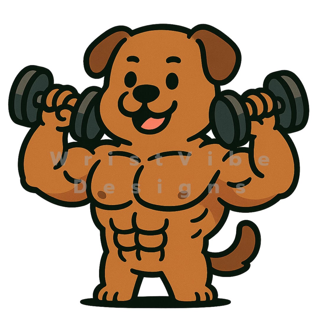 Buff Dog Clipart: Muscle Pup PNG JPG for Fitness Designs (digital ...