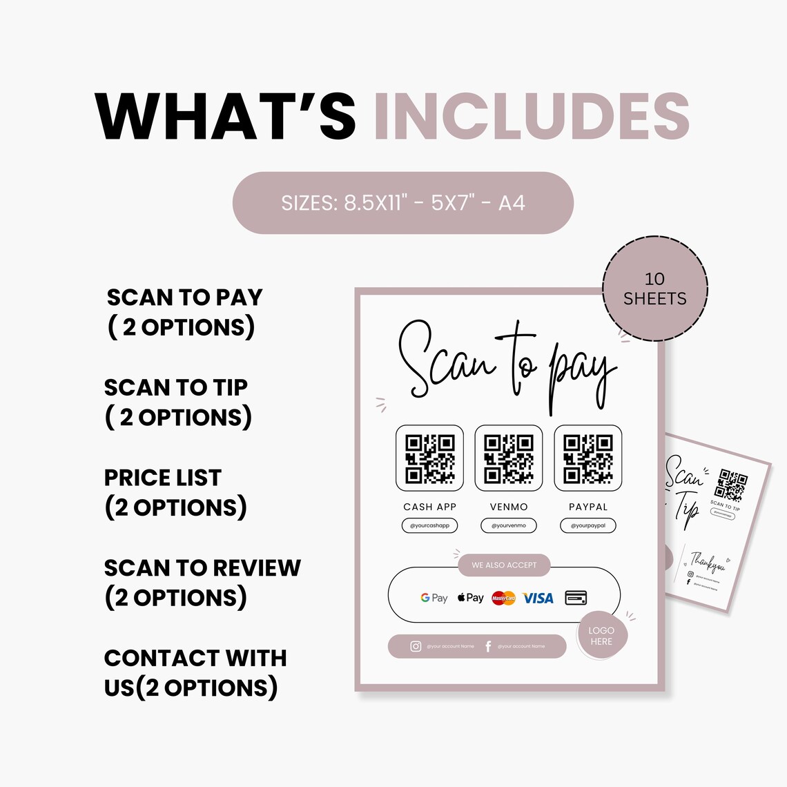 Scan to Pay Template, Price List Template, Paypal Payment Sign, Small ...