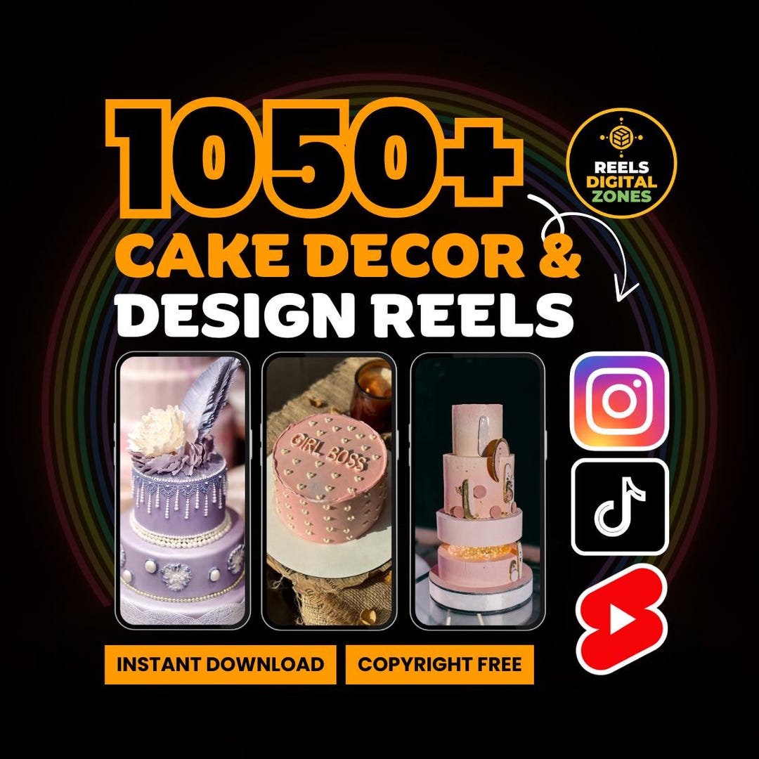 1050+ Cake Design Decor Reels Bundle: Cake Making Videos Pack for ...