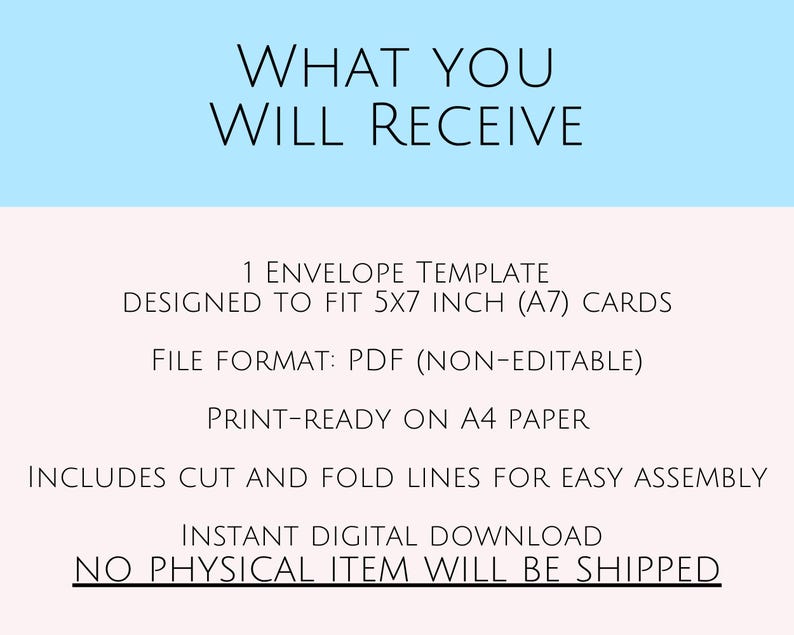 Printable Envelope Template, DIY 5x7 Inch Envelope (A4 PDF, Digital ...