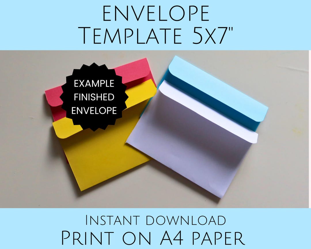 Printable Envelope Template, DIY 5x7 Inch Envelope (A4 PDF, Digital ...