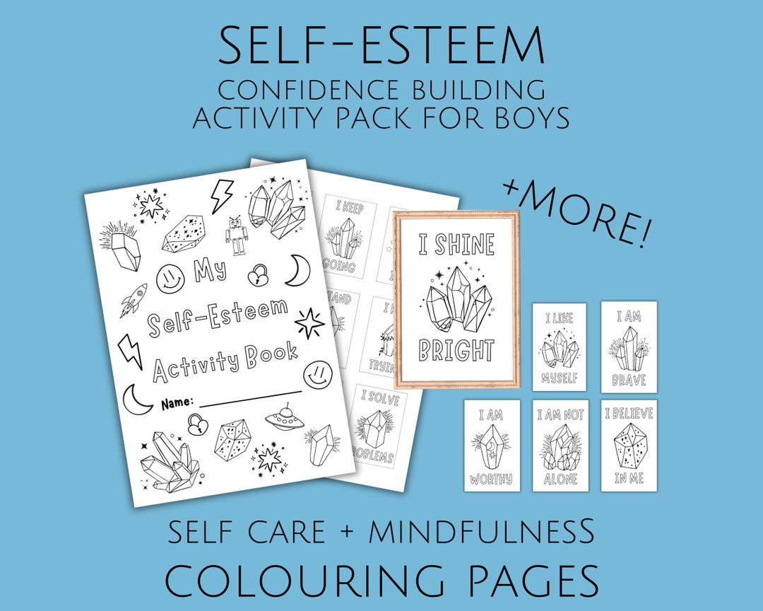 Boys Self-esteem Activity Pack: Printable Art Pages Affirmations ...