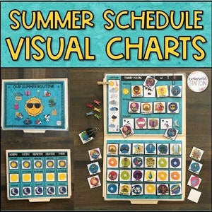 Kids' Summer Schedule Visual Charts With Chore Chart, Summer Activities ...
