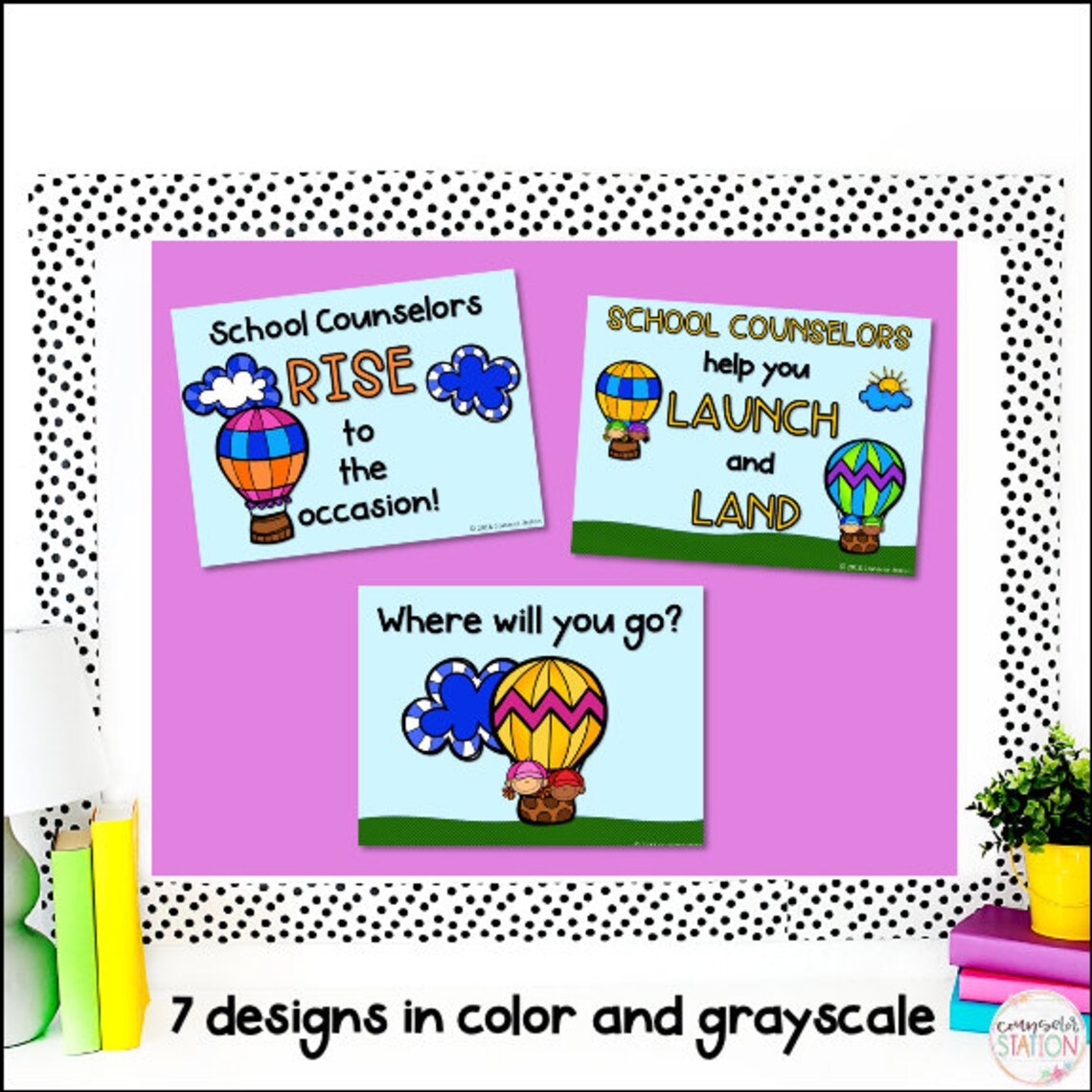 School Counseling Bulletin Board Printables - Hot Air Balloon Themed - Etsy