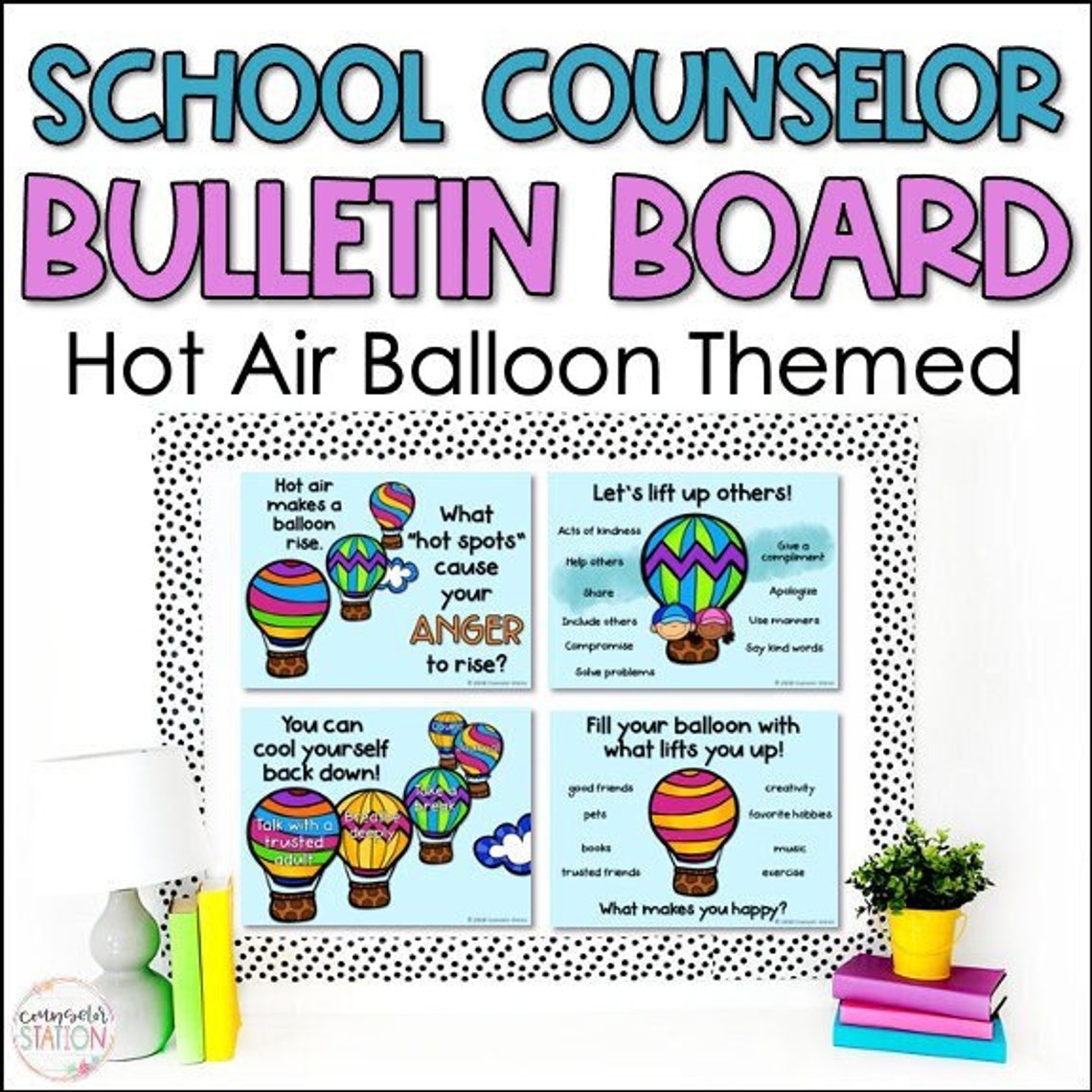 School Counseling Bulletin Board Printables - Hot Air Balloon Themed - Etsy