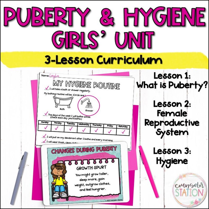 Puberty & Hygiene for Girls 3-lesson Digital Health Unit With Printable ...