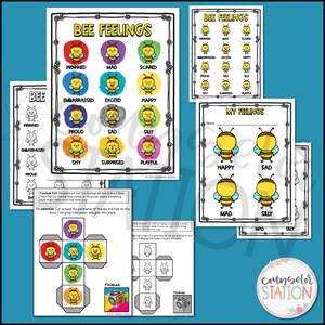 Bee Feelings Chart & Dice Printables: Social Emotional Learning (PDF ...