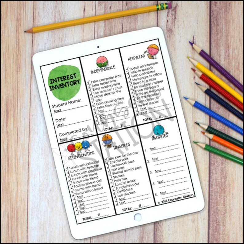 Student Interest Inventory Reward Menus/reinforcement Surveys - Etsy