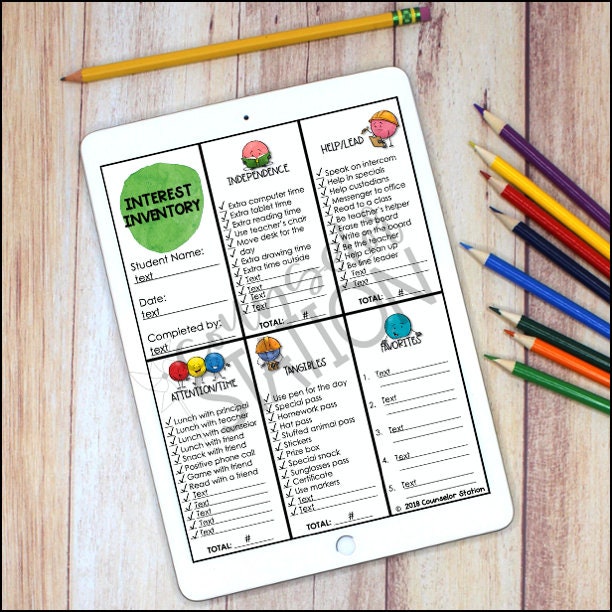 Student Interest Inventory Reward Menus/reinforcement Surveys - Etsy