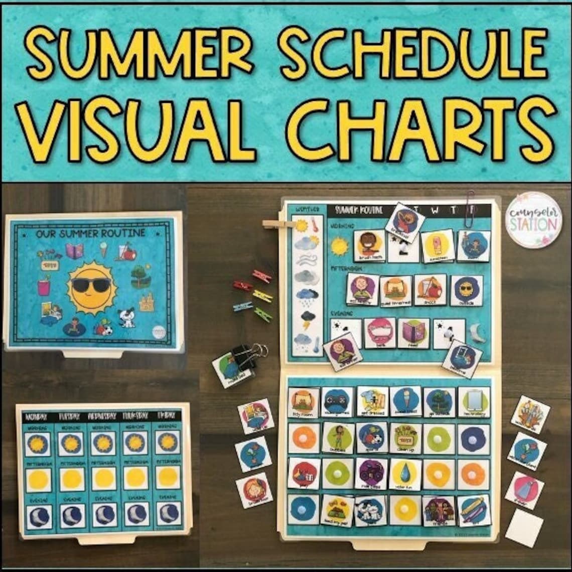Kids' Summer Schedule Visual Charts With Chore Chart, Summer Activities ...