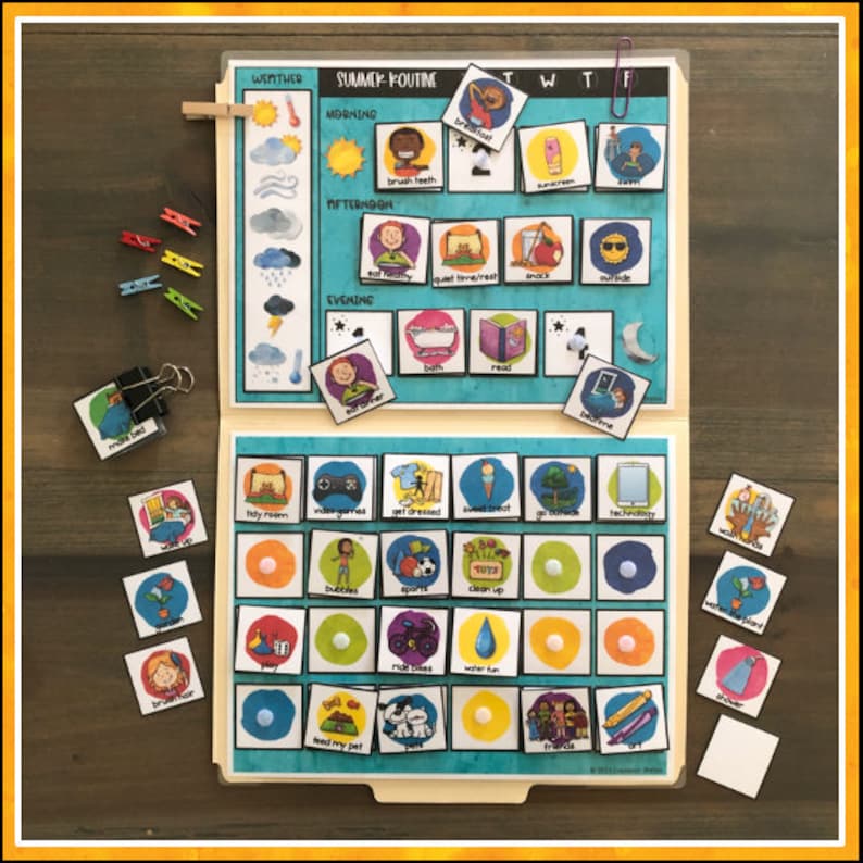 Kids' Summer Schedule Visual Charts With Chore Chart, Summer Activities ...