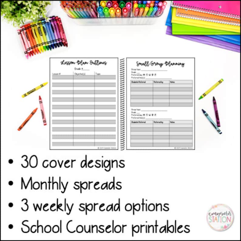 School Counselor Planner and Binder - Printable, Editable, and Undated ...