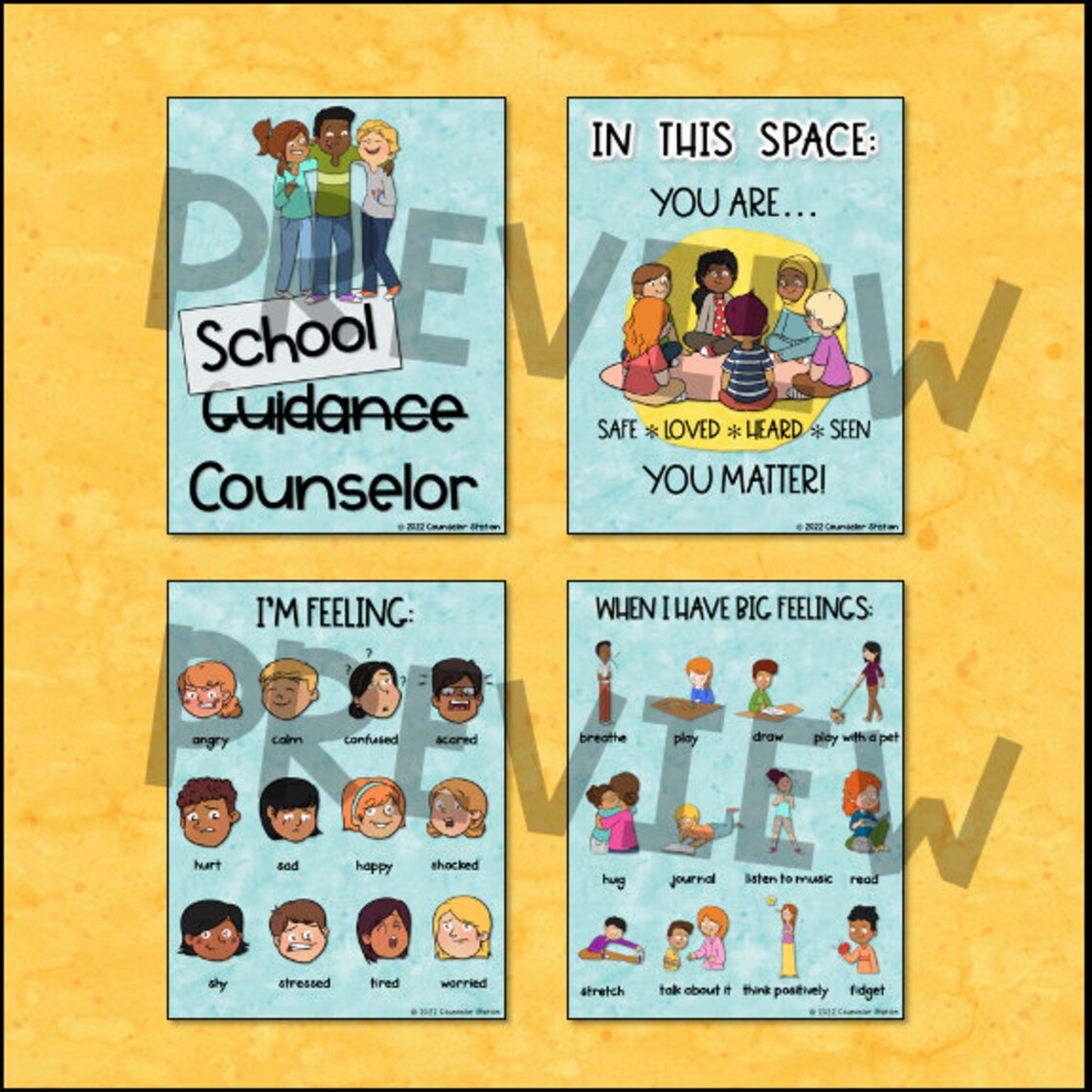 School Counselor Bulletin Board Printable Posters for Counseling Office ...