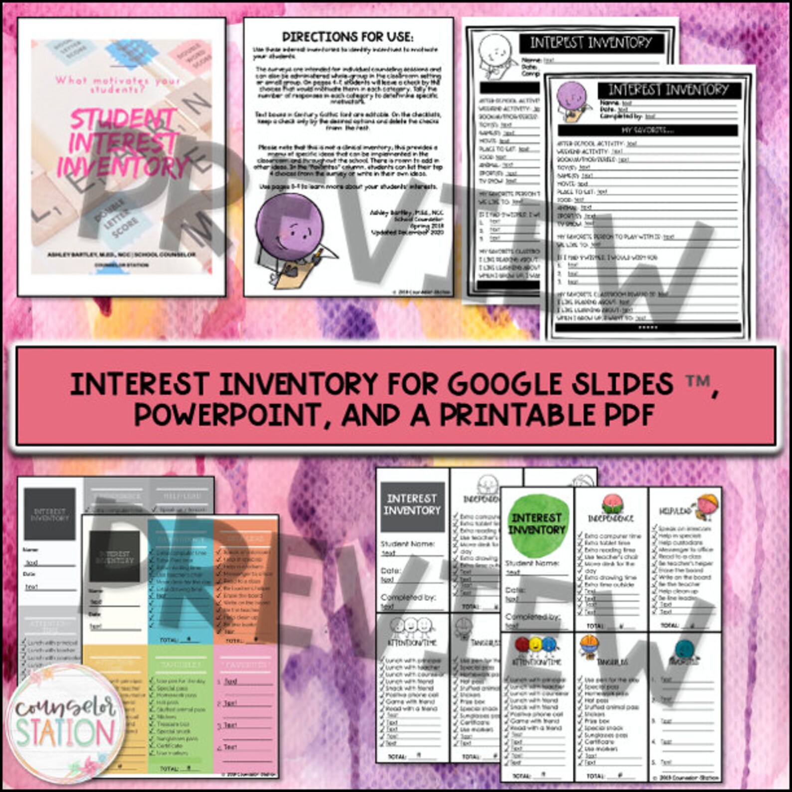 Student Interest Inventory Reward Menus/reinforcement Surveys - Etsy