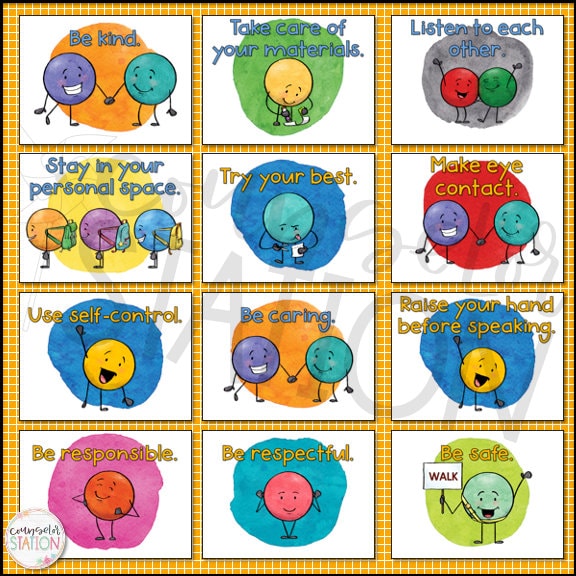Classroom Rules & Expectations Posters With "dot Dudes" - Etsy