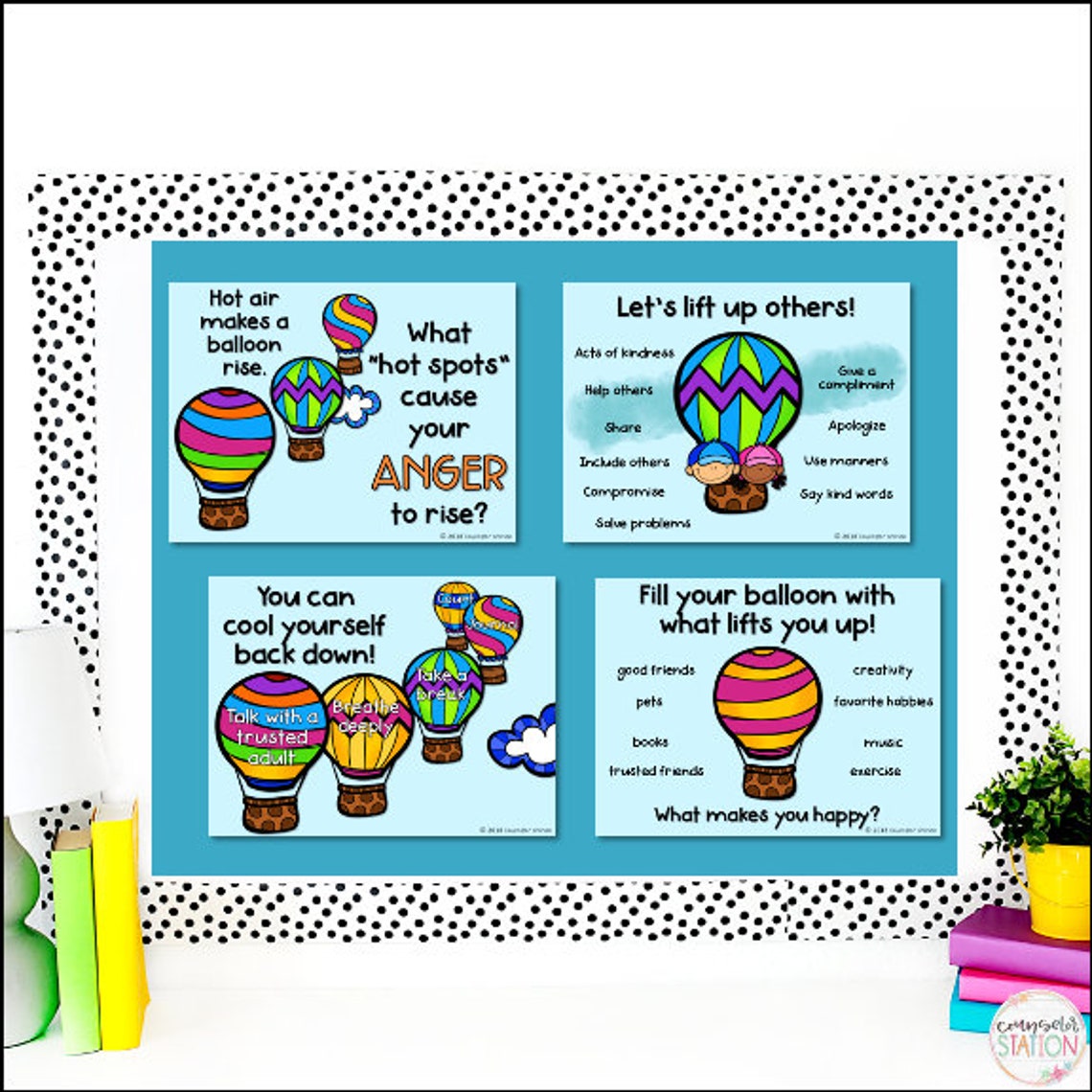 School Counseling Bulletin Board Printables - Hot Air Balloon Themed - Etsy