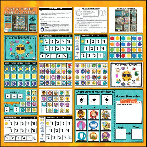 Kids' Summer Schedule Visual Charts With Chore Chart, Summer Activities ...
