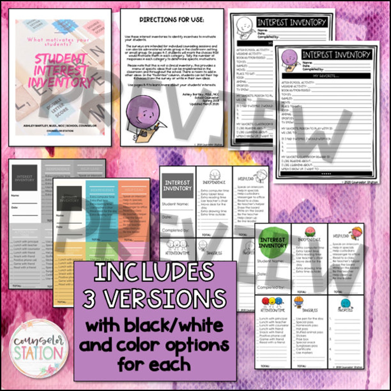 Student Interest Inventory Reward Menus/reinforcement Surveys - Etsy