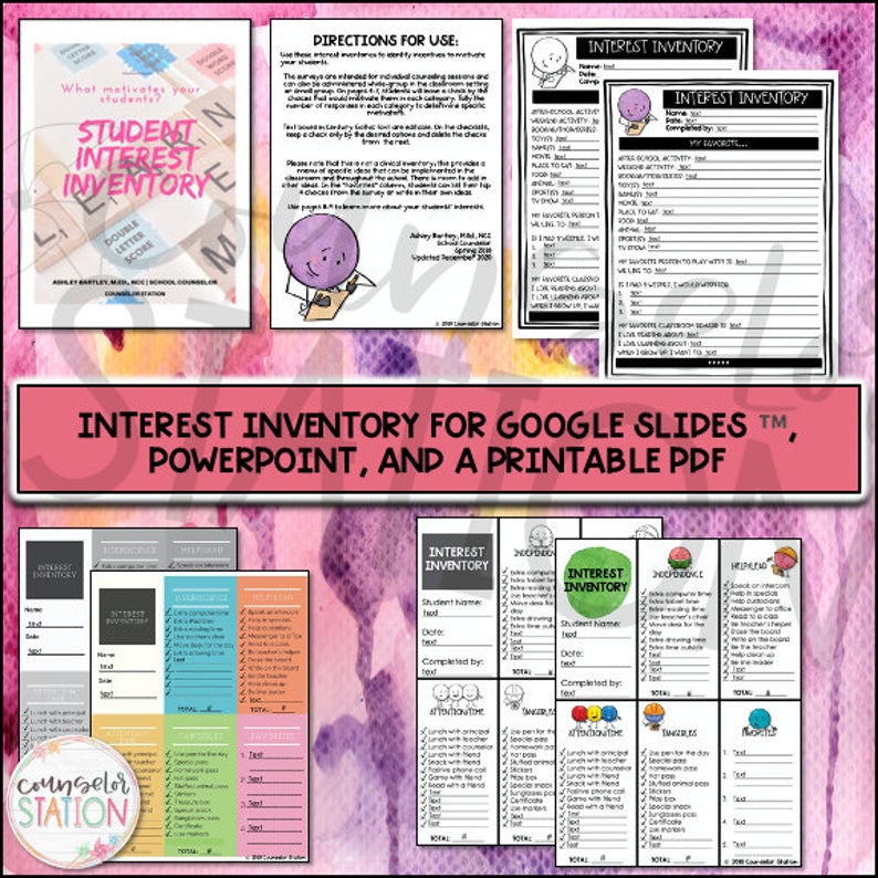 Student Interest Inventory Reward Menus/reinforcement Surveys - Etsy