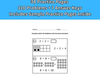 10 Printable Doubles Facts Math Worksheets | Addition Doubles 0–10 | No ...
