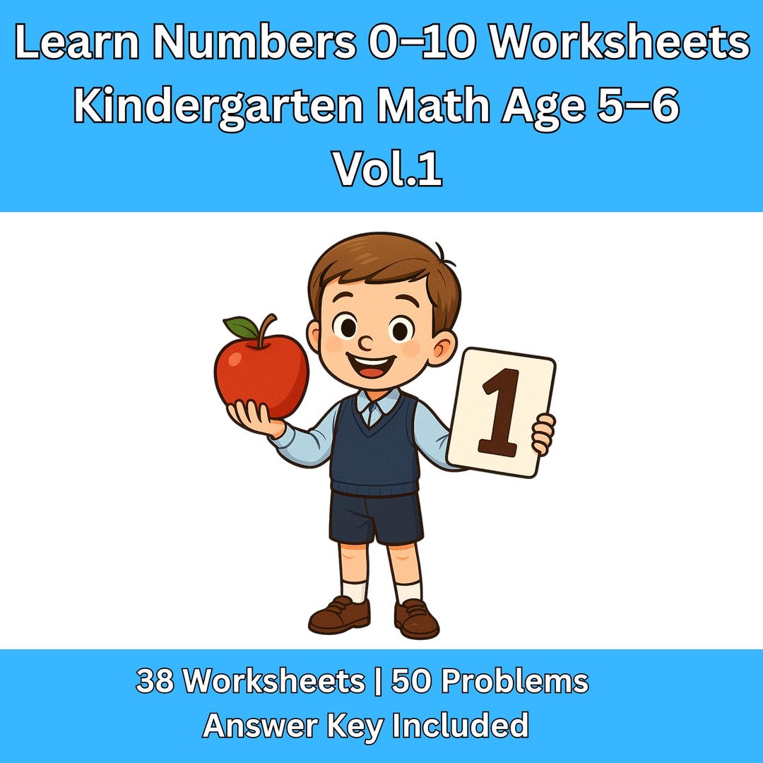 Learn Numbers 0–10 Worksheets Kindergarten Math Age 5–6 Vol.1 - Etsy